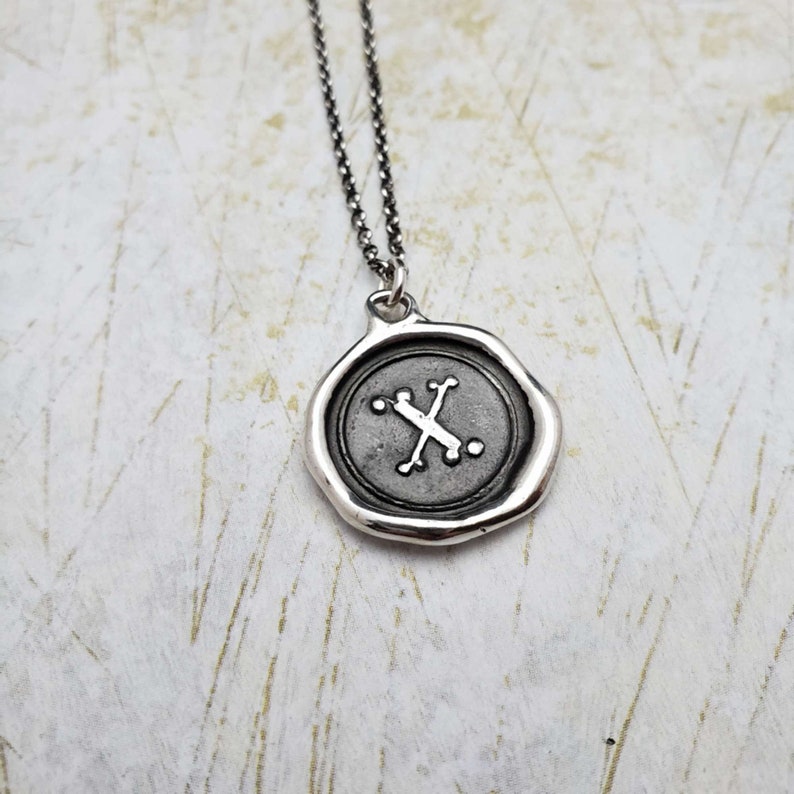 Letter X Necklace Sterling Silver Monogram Wax Seal Pendant - Etsy