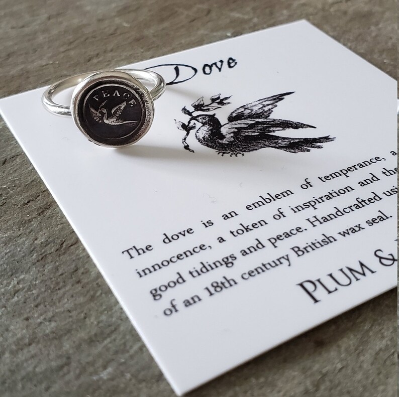 Dove Wax Seal Ring - Peace Skinny Whimsy Ring - 235R - Etsy