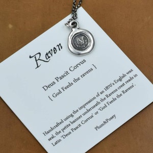 Bronze Mini Raven Necklace - God Feeds the Ravens - Deus Pascit Corvus ...