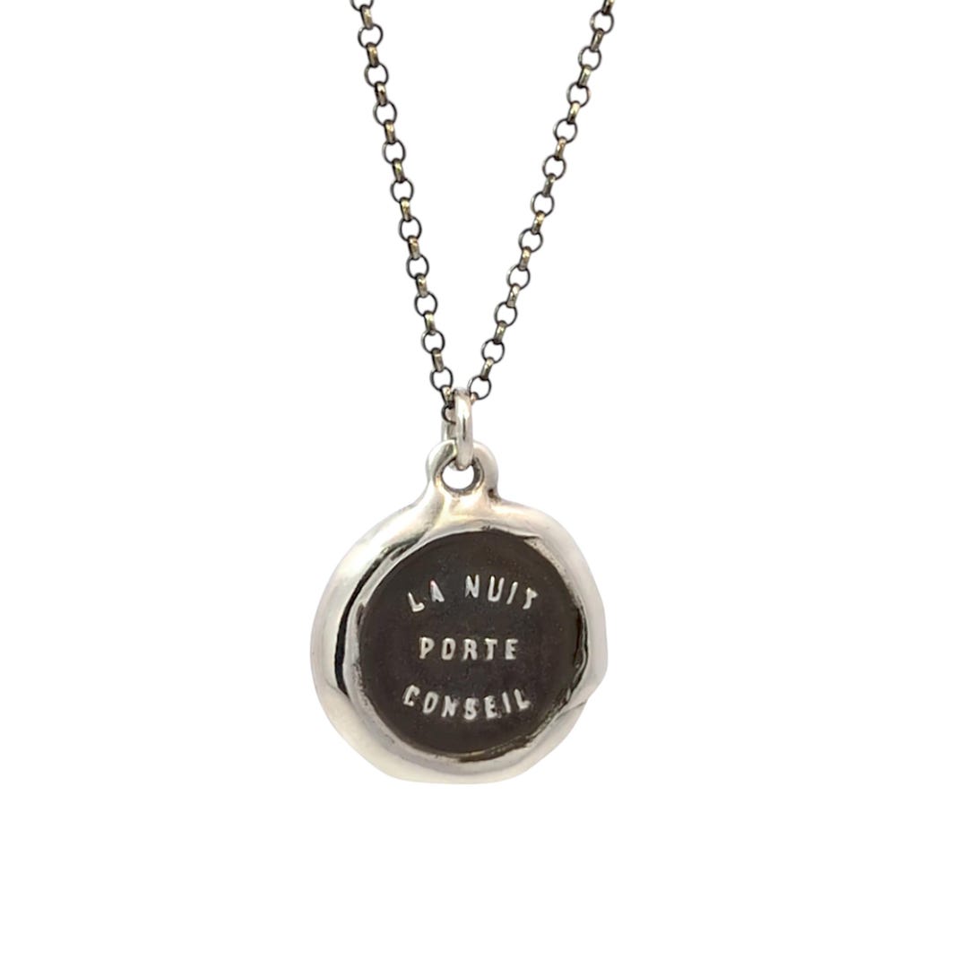 The Night Brings Counsel – Silver Wax Seal Pendant, French Motto ...