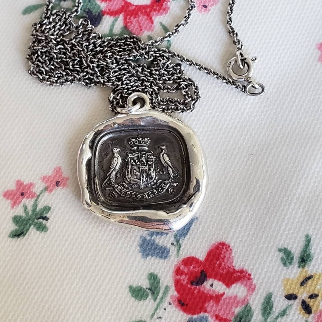 Hawks Crest - Bloom Forth - Latin Motto - Effloresco - Sterling Silver ...