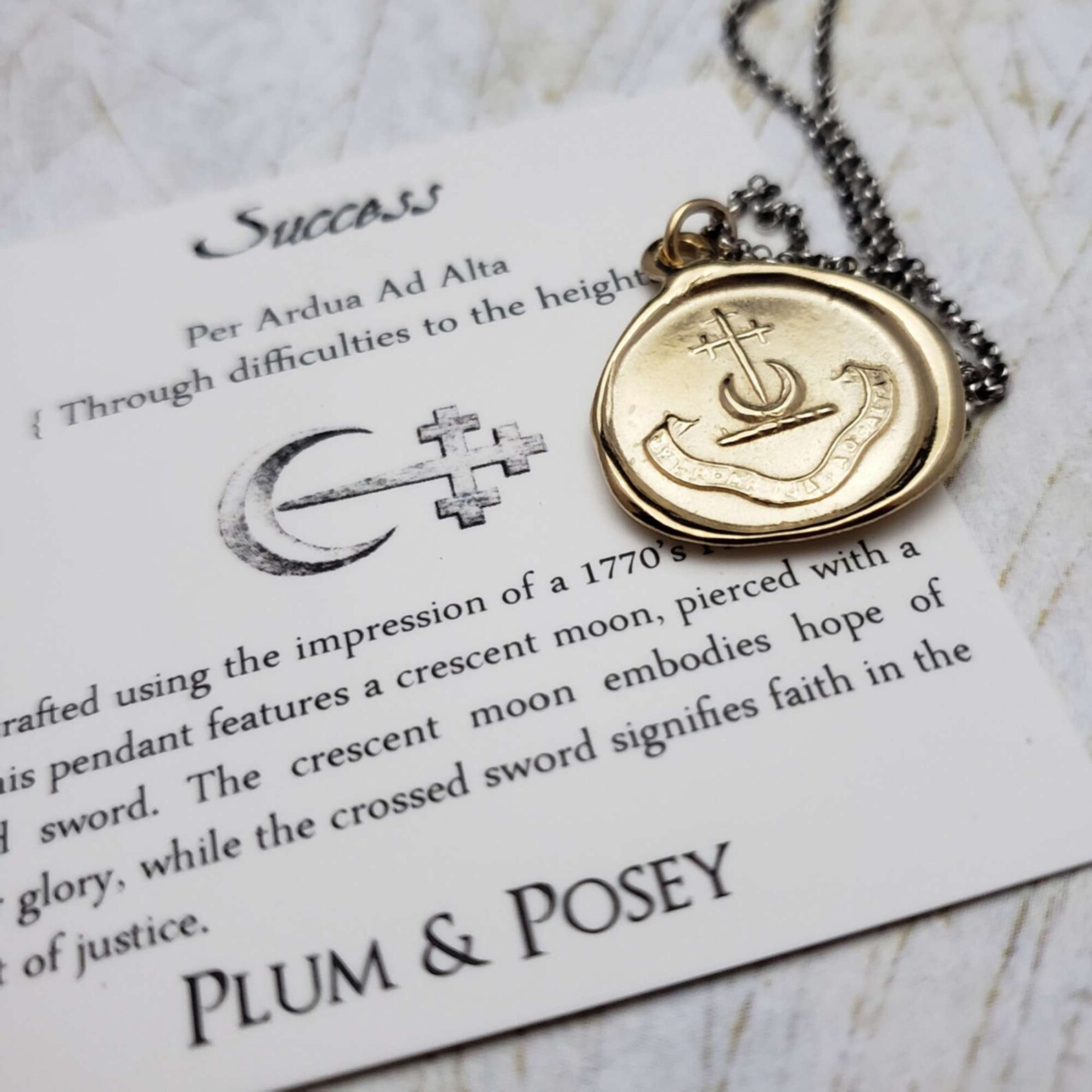 Moon and Sword Latin Gold Vermeil Wax Seal Pendant- 230G - Etsy