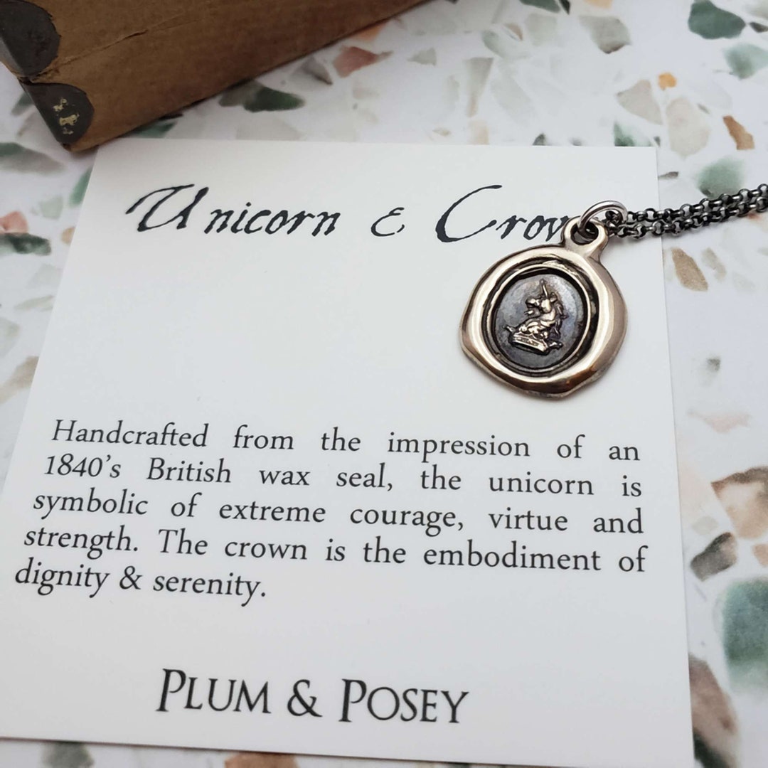 Unicorn & Crown Heraldic Wax Seal Pendant in Bronze - Unicorn Jewelry ...