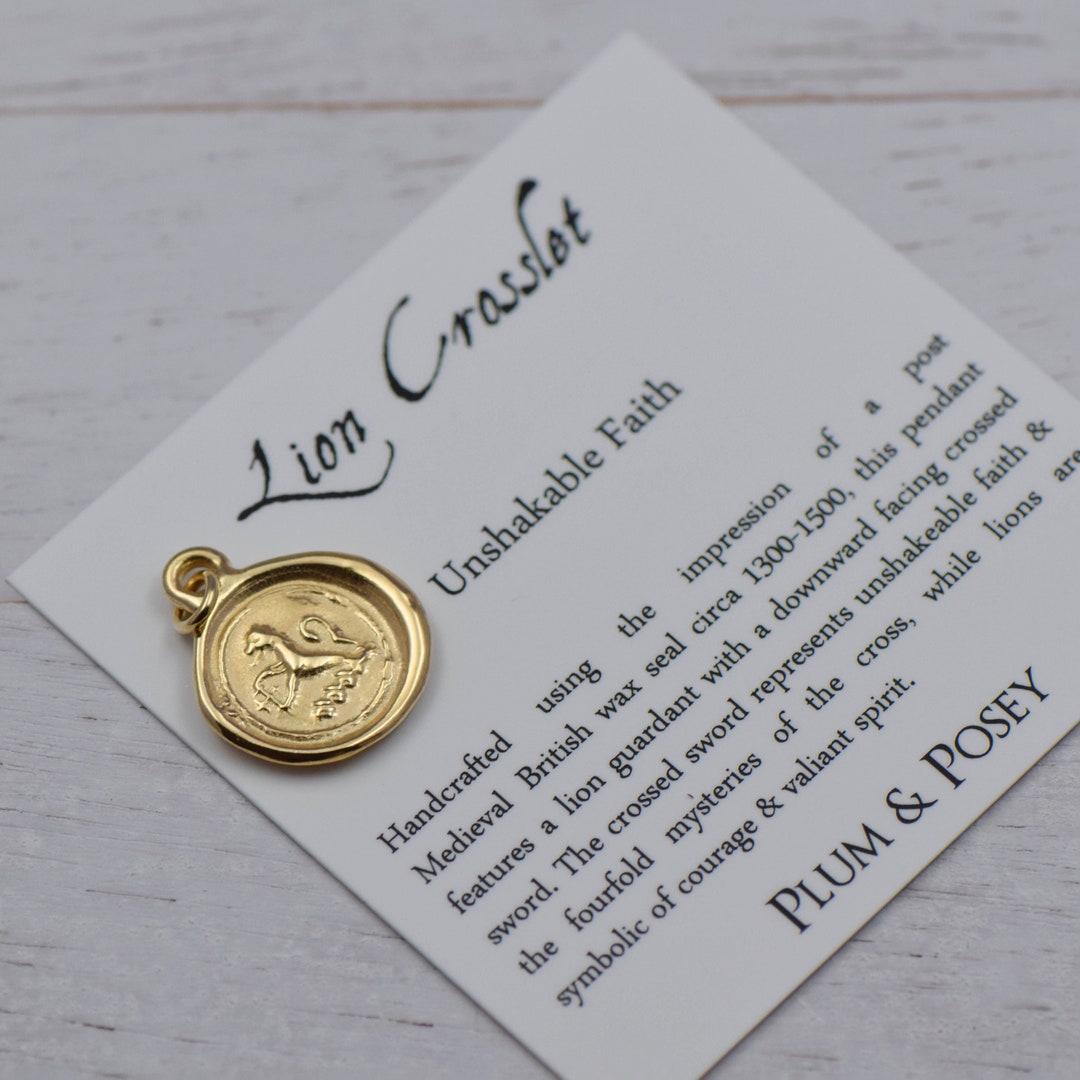 Gold Lion Necklace - Mens Necklace - Mens Wax Seal Necklace Featuring a ...