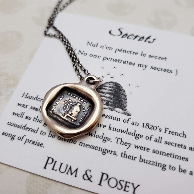 Bronze Secret - Bees and Beehive Wax Seal Necklace From Antique French ...