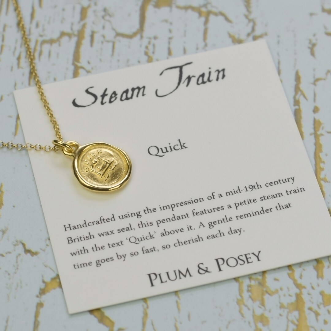 Gold Steam Train Wax Seal Necklace Quick Locomotive Train Necklace in ...