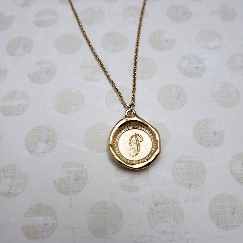 Gold Letter P Pendant - Gold Vermeil Monogram Wax Seal Necklace - Wax ...