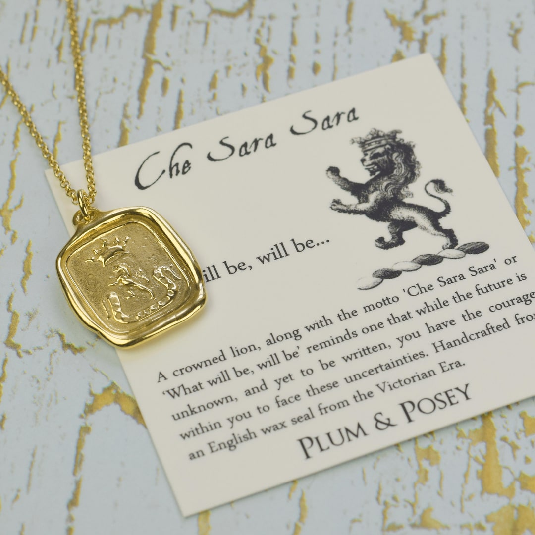 Gold Che Sara Sara Whatever Will Be, Will Be Gold Vermeil Lion Crest ...