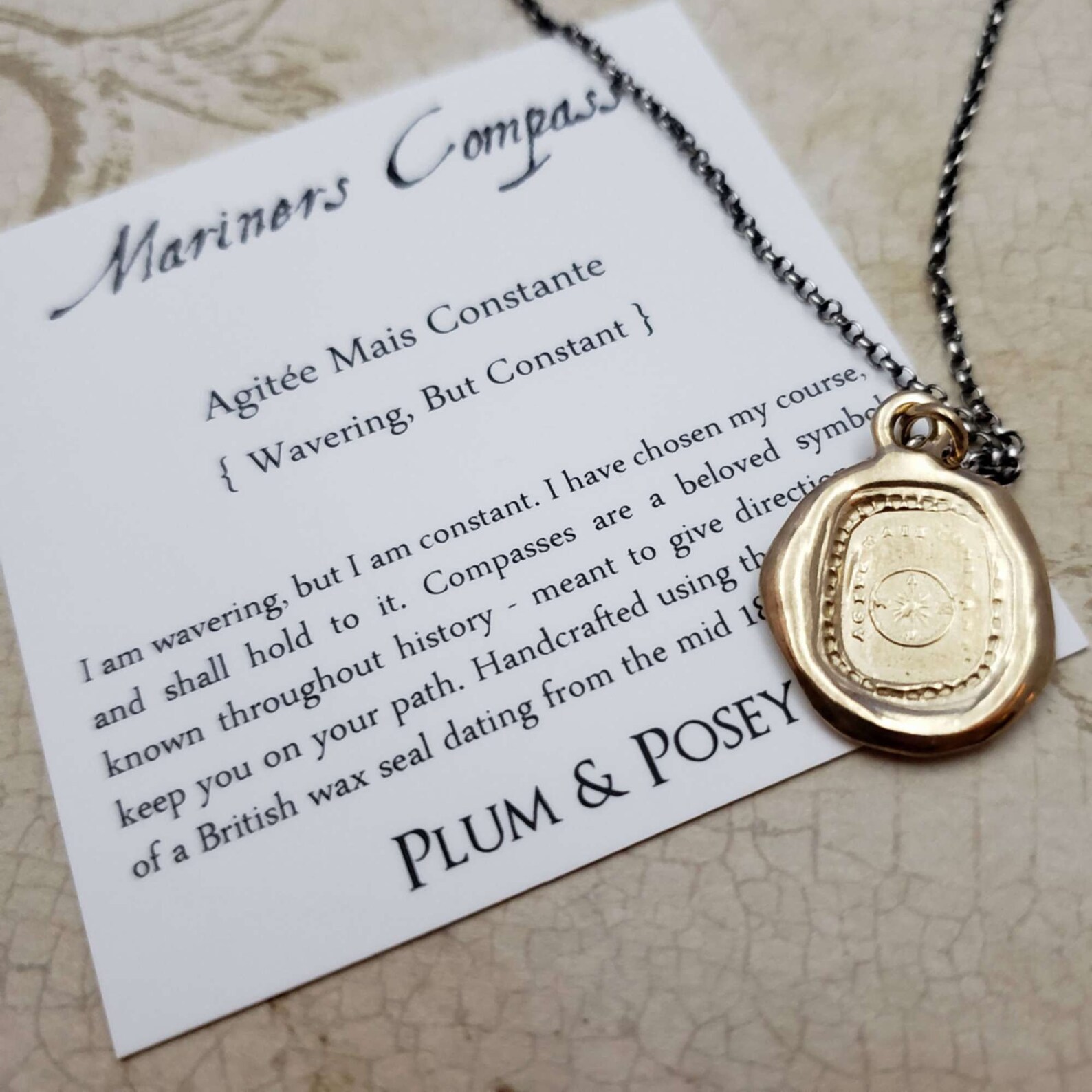 Gold Mariners Compass Wax Seal Necklace Compass Pendant From - Etsy Canada