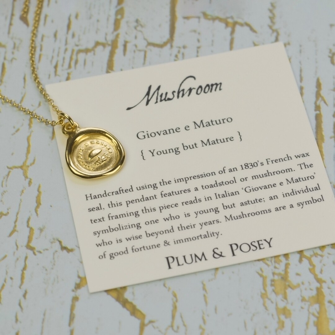 Gold Toadstool Wax Seal Necklace - Young but Mature - Gold Vermeil ...