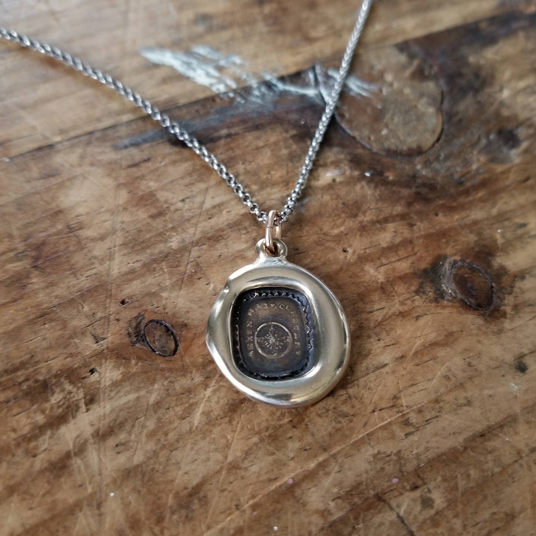 Bronze Mariners Compass Wax Seal Necklace Antiqued - Compass Wax Seal ...