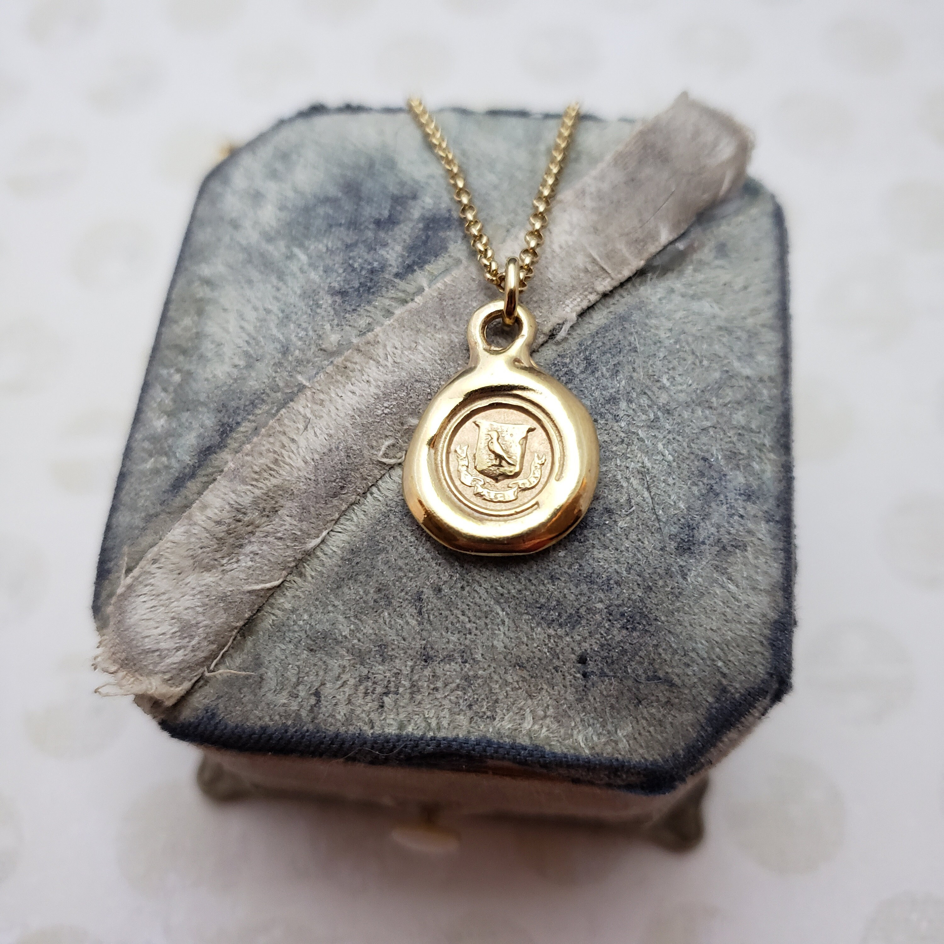 Gold Mini Raven Necklace God Feeds the Ravens Deus Pascit | Etsy