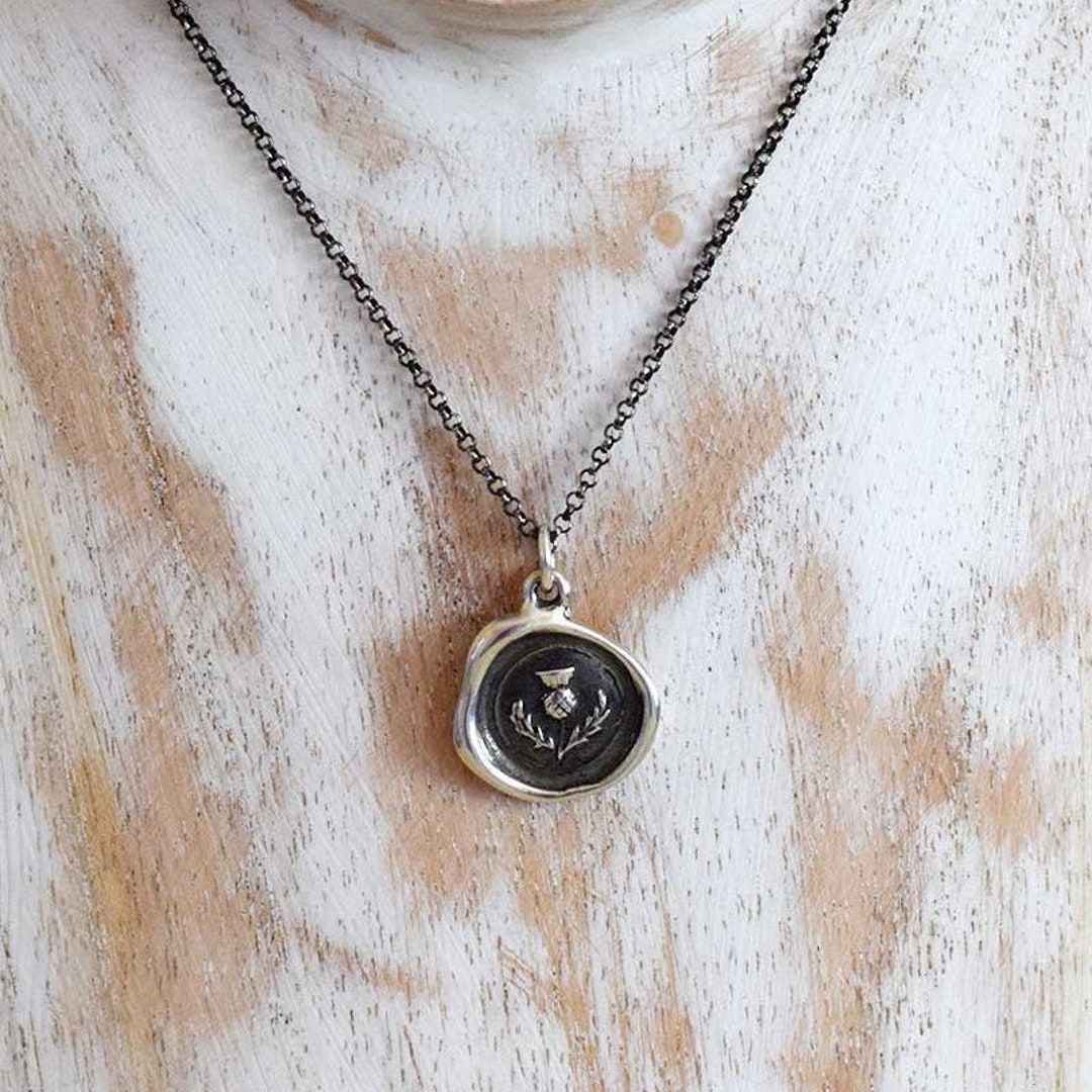 Scottish Thistle Wax Seal Necklace - Scottish Jewelry - 344 - Etsy