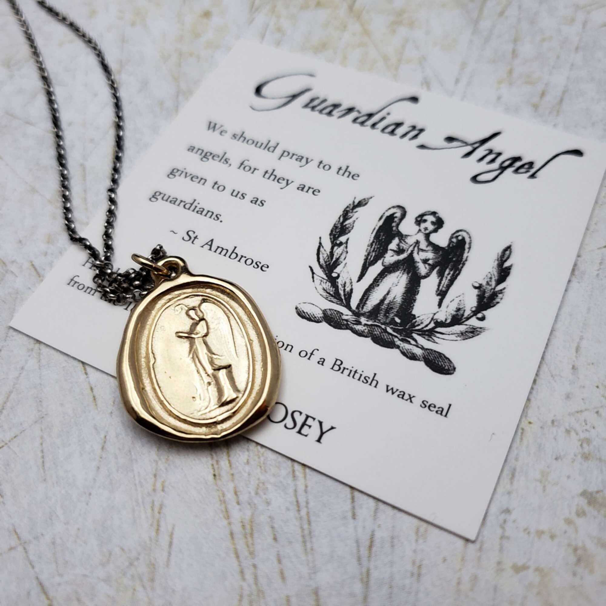 Guardian Angel Wax Seal Pendant in Gold Vermeil Guardian - Etsy