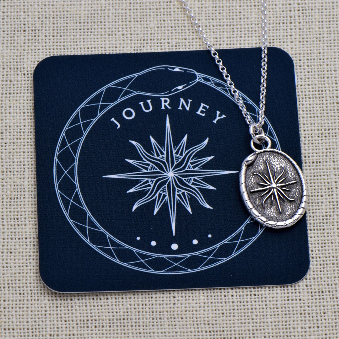 Windrose Compass Necklace, Sterling Silver Ouroboros Eternity Snake and ...