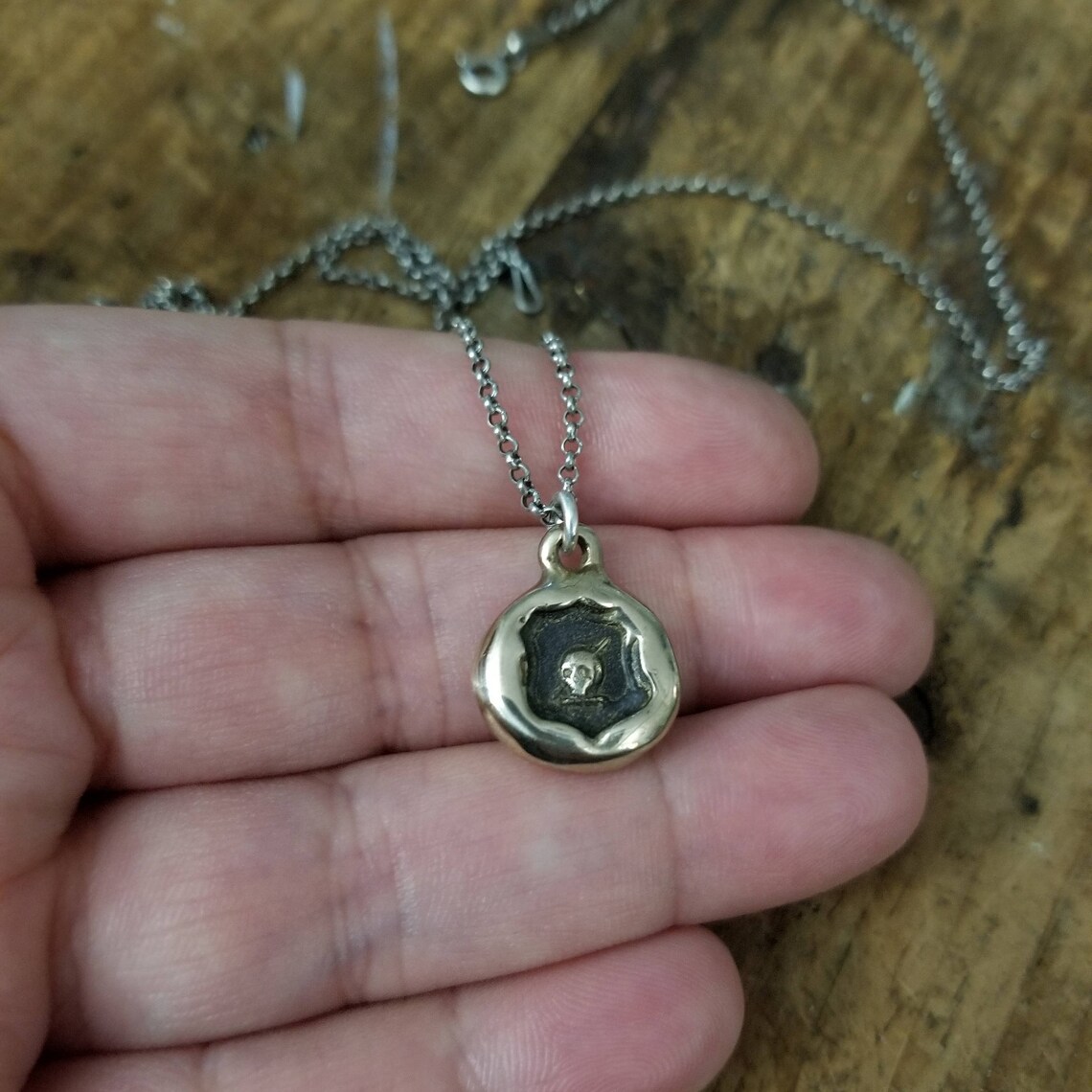 Bronze Skull and Dagger Necklace From Antique Wax Seal - 161 - Etsy