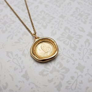 Gold Initial L Jewelry - Gold Vermeil Monogram Wax Seal Pendant ...
