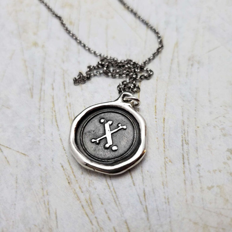 Letter X Necklace Sterling Silver Monogram Wax Seal Pendant - Etsy