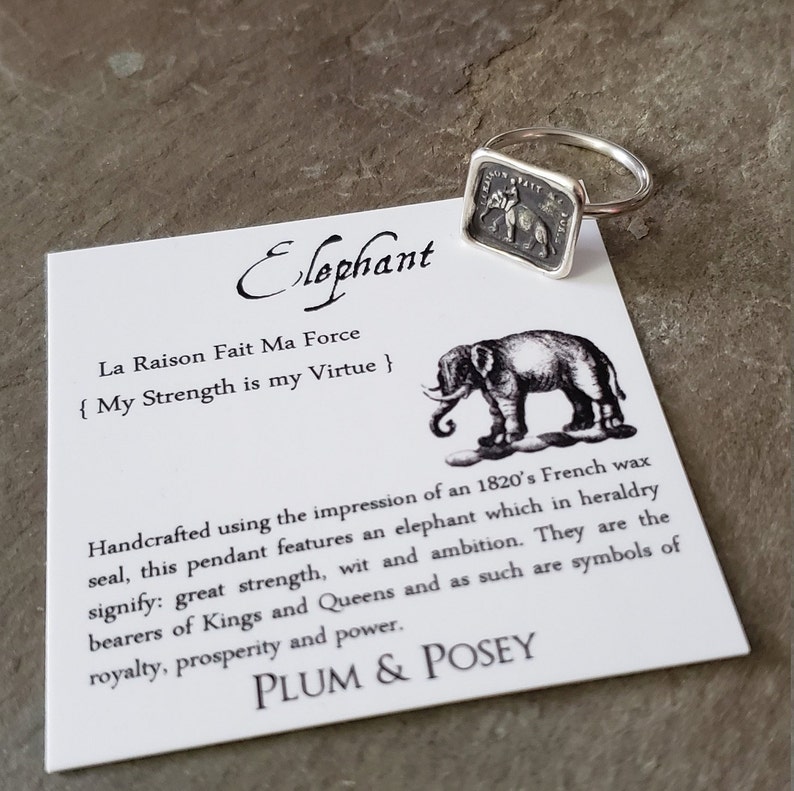 Elephant Wax Seal Ring Skinny Stacking Ring R229 - Etsy