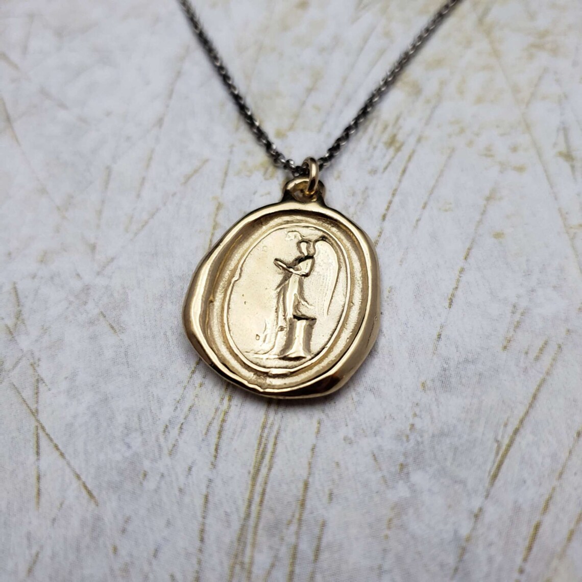 Guardian Angel Wax Seal Pendant in Gold Vermeil Guardian - Etsy