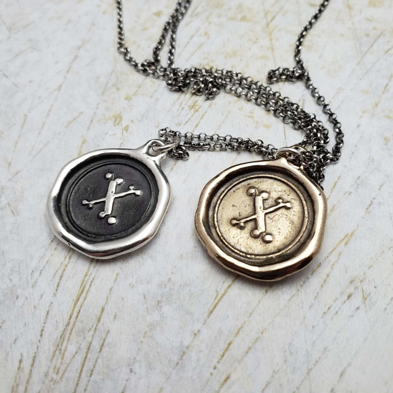 Letter X Necklace Sterling Silver Monogram Wax Seal Pendant - Etsy