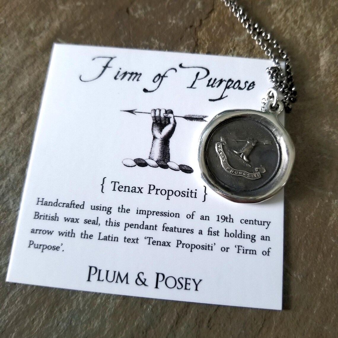 Firm of Purpose - Latin Wax Seal Necklace - TENAX PROPOSITI - 123 - Etsy