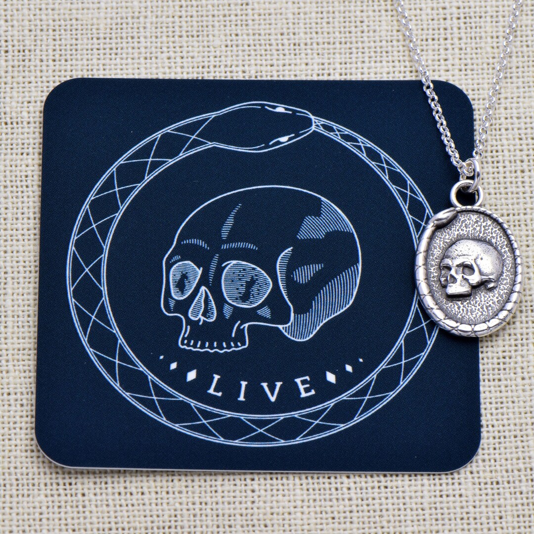 Skull 'live' Necklace Ouroboros and Skull Necklace Eternal Life ...