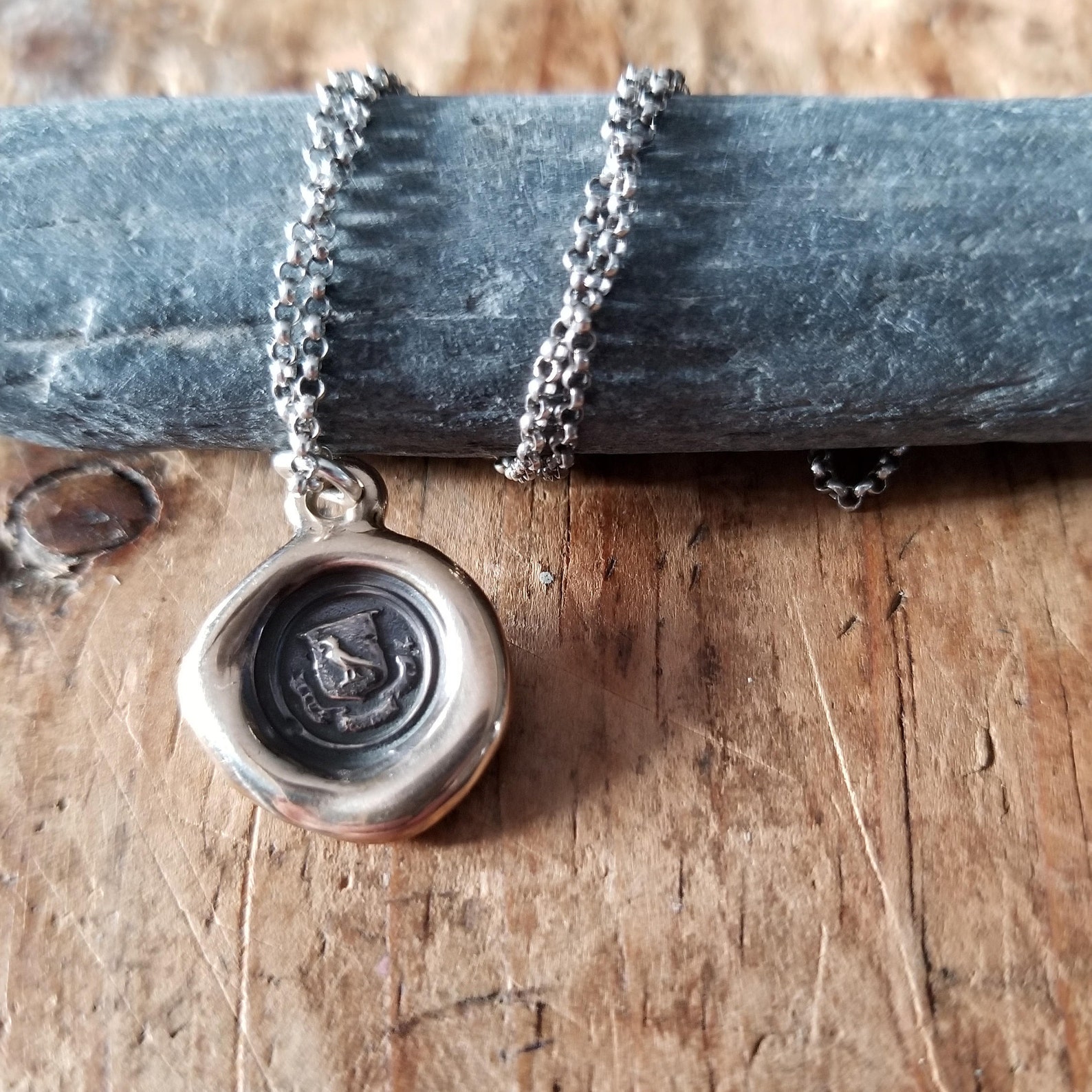 Bronze Mini Raven Necklace - God Feeds the Ravens - Deus Pascit Corvus ...