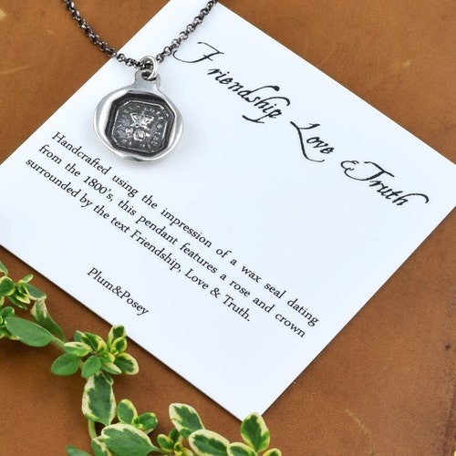 Friendship Necklace of a Rose and Crown Friendship Love and - Etsy