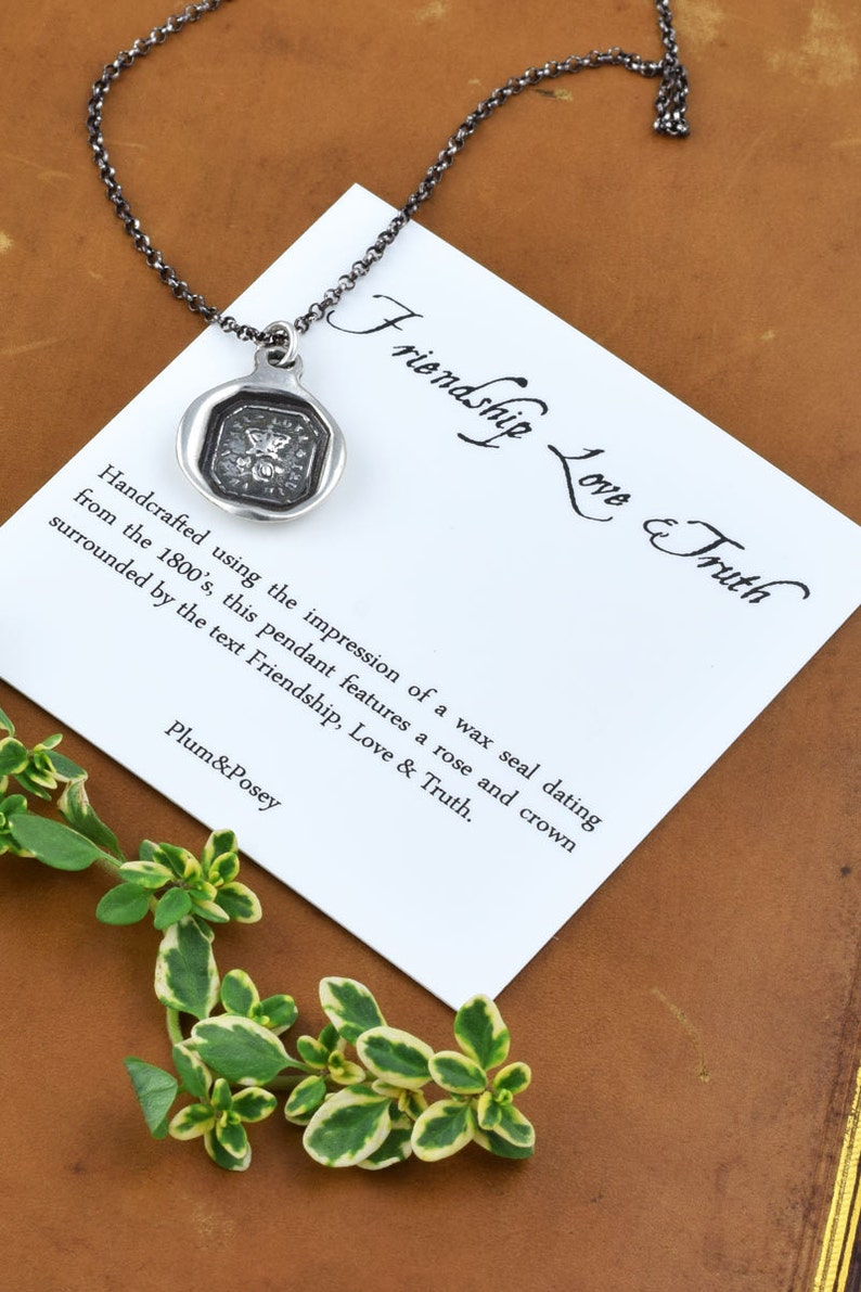 Friendship Necklace of a Rose and Crown Friendship Love and - Etsy