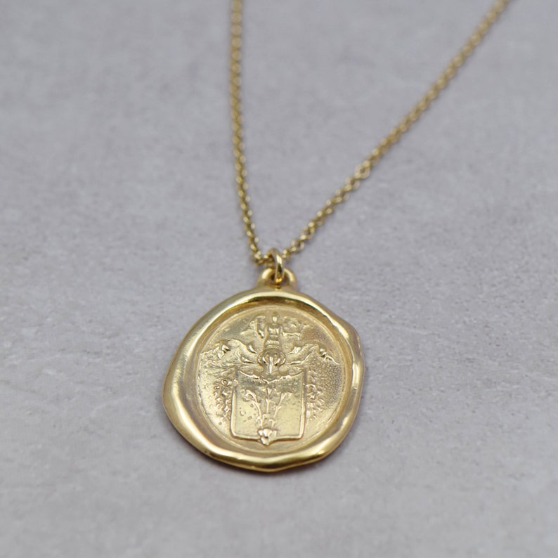 Angel and Fleur De Lis Wax Seal Pendant in Gold Vermeil 178G - Etsy