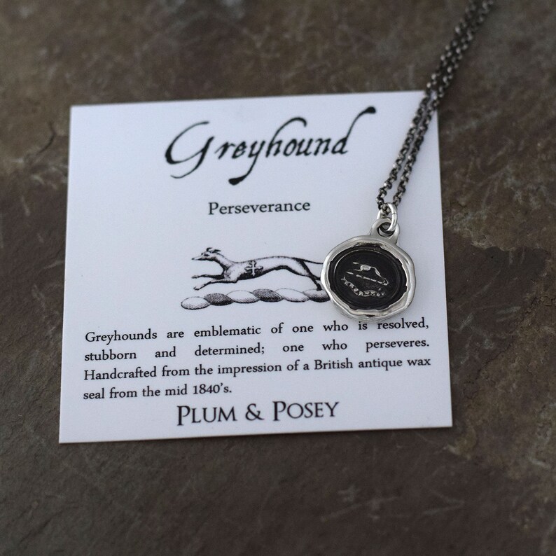 Greyhound Wax Seal Necklace Perseverance Pendant of a Dog - Etsy