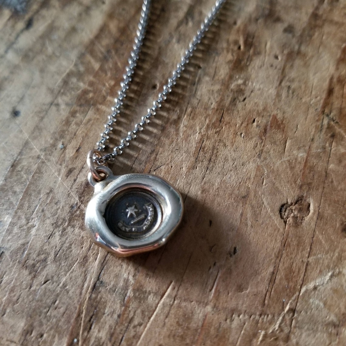 Bronze Star Necklace - Beware I Am Here - Wax Seal Necklace in Latin ...