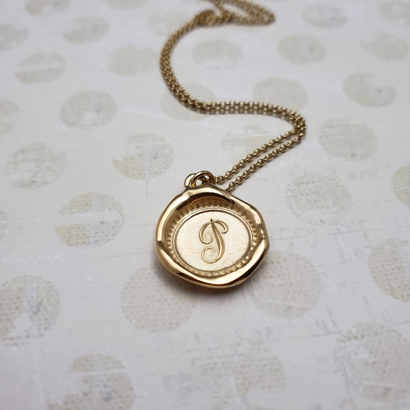Gold Letter P Pendant - Gold Vermeil Monogram Wax Seal Necklace - Wax ...