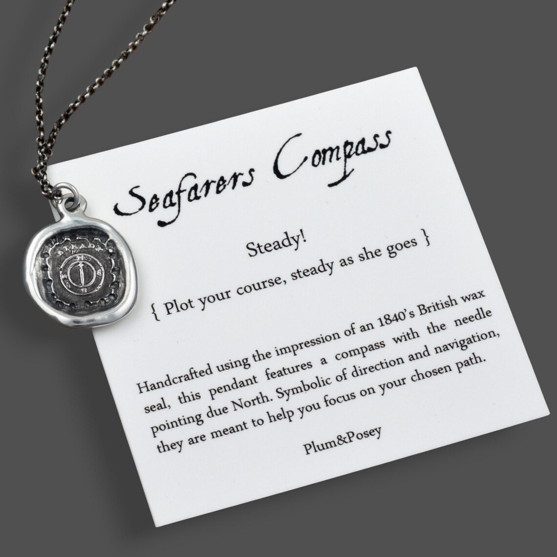 Seafarer Mariners Compass Wax Seal Necklace Antiqued - Compass Wax Seal ...