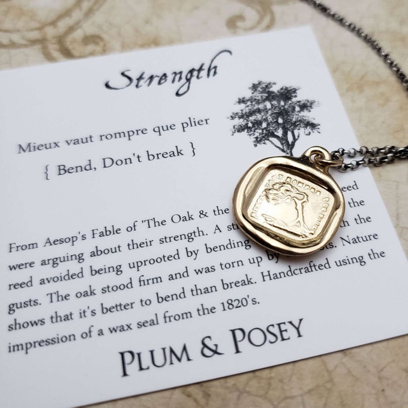 Strength Necklace in Gold Vermeil Gold Wax Seal Jewelry With | Etsy