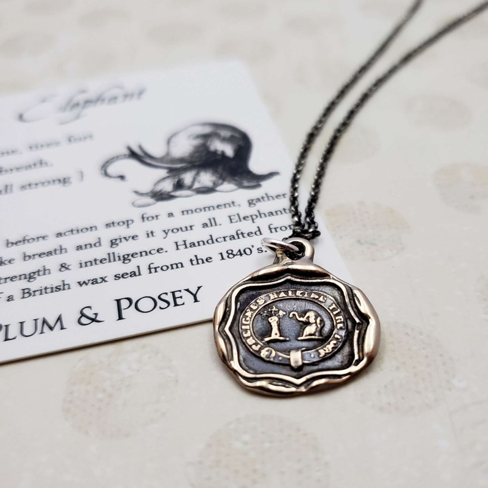 Bronze Elephant Wax Seal Necklace From an Antique Wax Seal - Take ...