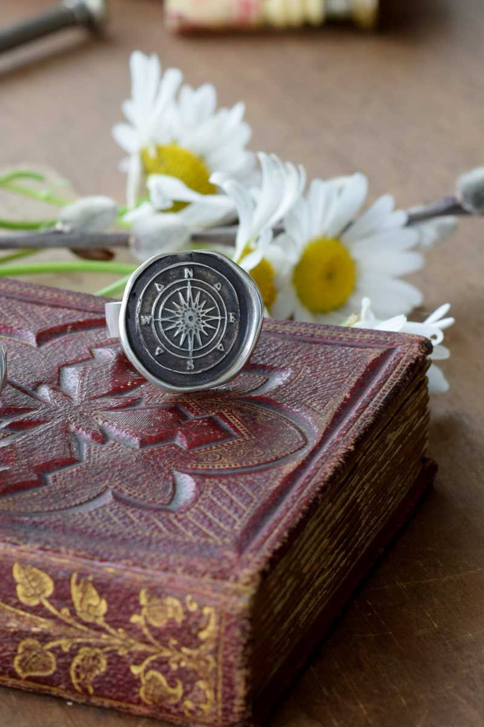 Compass Rose Wax Seal Ring - Compass Jewelry - 332 - Etsy
