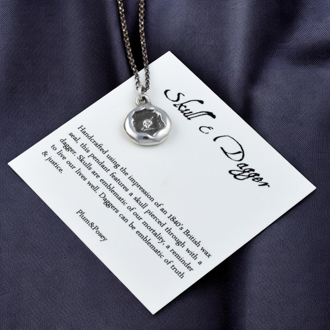Skull and Dagger Necklace From Antique Wax Seal - 161 - Etsy