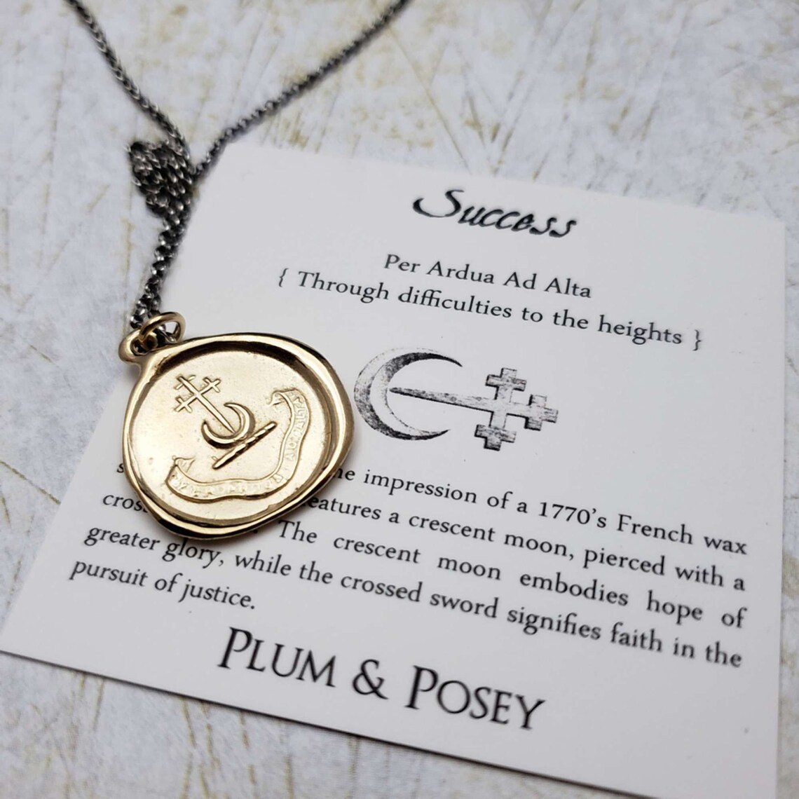 Moon and Sword Latin Gold Vermeil Wax Seal Pendant- 230G - Etsy
