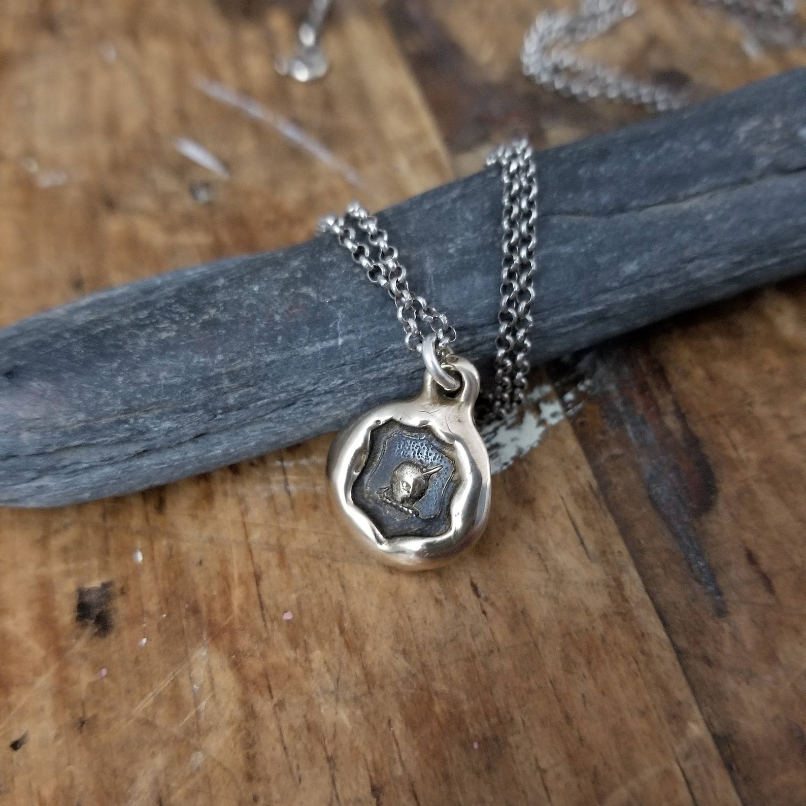 Bronze Skull and Dagger Necklace From Antique Wax Seal - 161 - Etsy