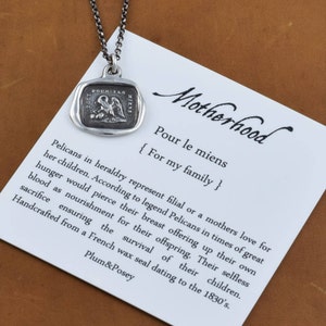 Bronze A Mothers Love Wax Seal Necklace - Pelican in Her Piety Wax Seal ...