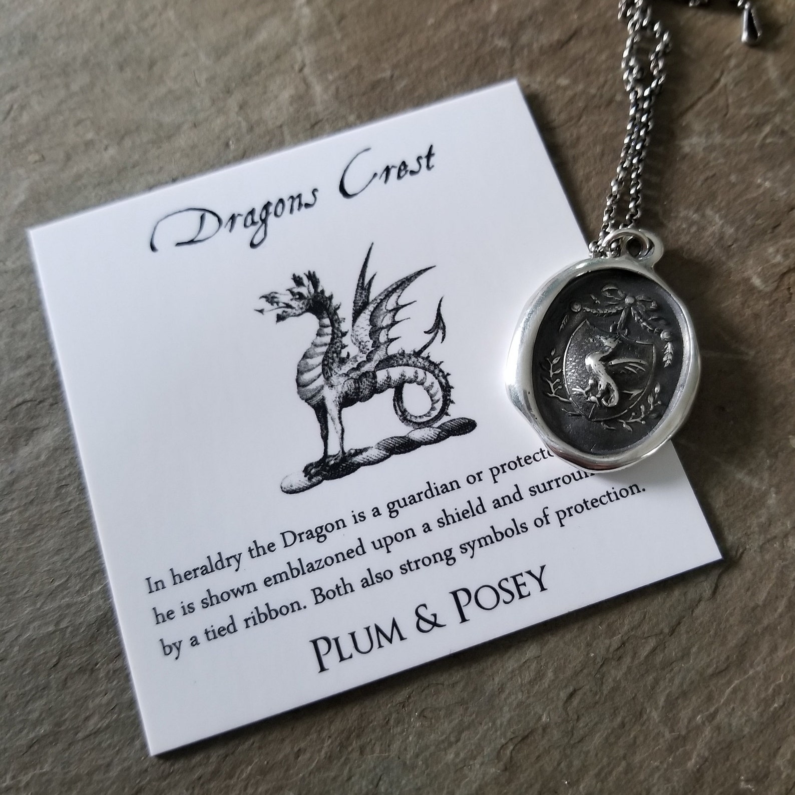 Guardianship and Protection Dragons Crest Wax Seal Necklace | Etsy UK