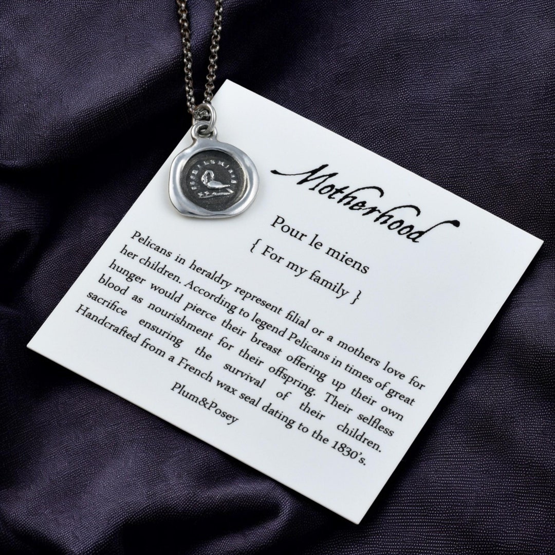 Motherhood Wax Seal Necklace - Pelican in Her Piety Wax Seal Charm ...
