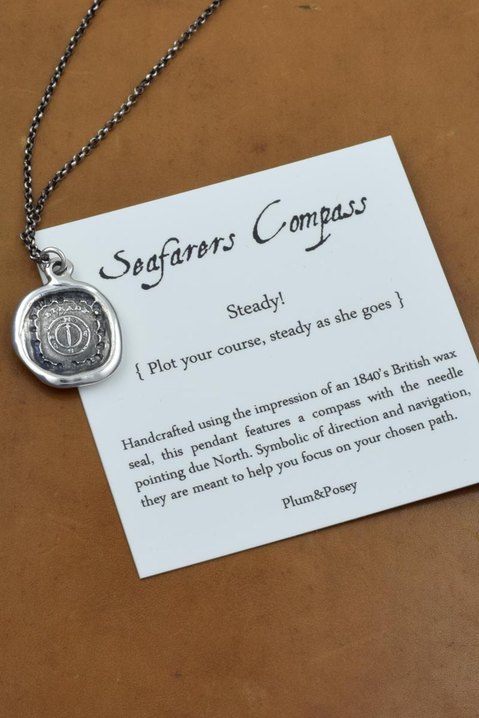 Seafarer Mariners Compass Wax Seal Necklace Antiqued Compass - Etsy