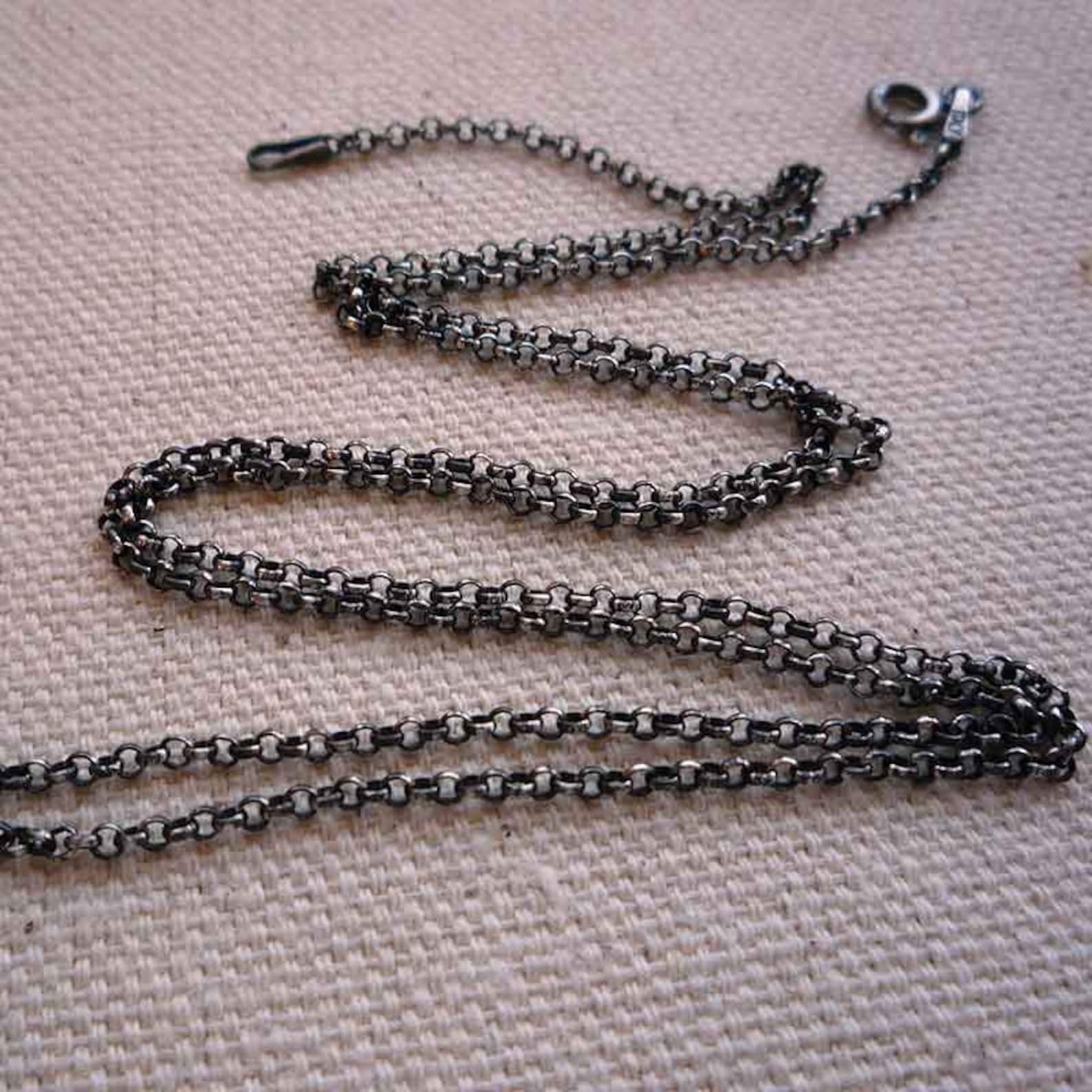 24 Inch Sterling Silver Antiqued Rollo Chain - Etsy