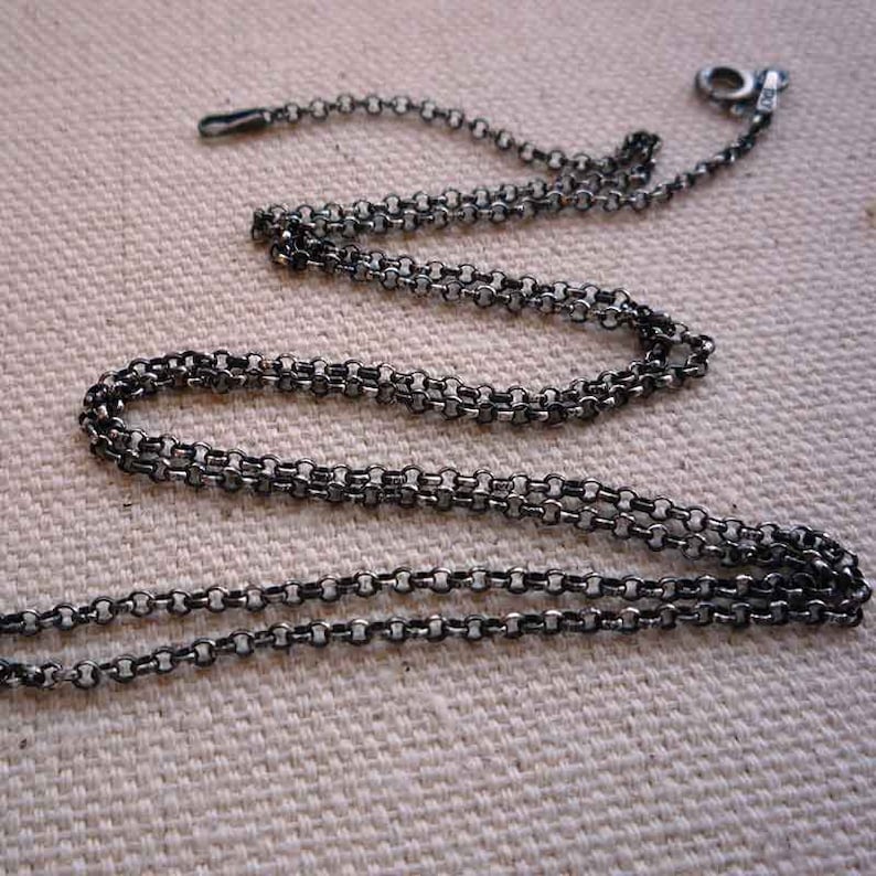 36 Inch Sterling Silver Antiqued Rollo Chain | Etsy