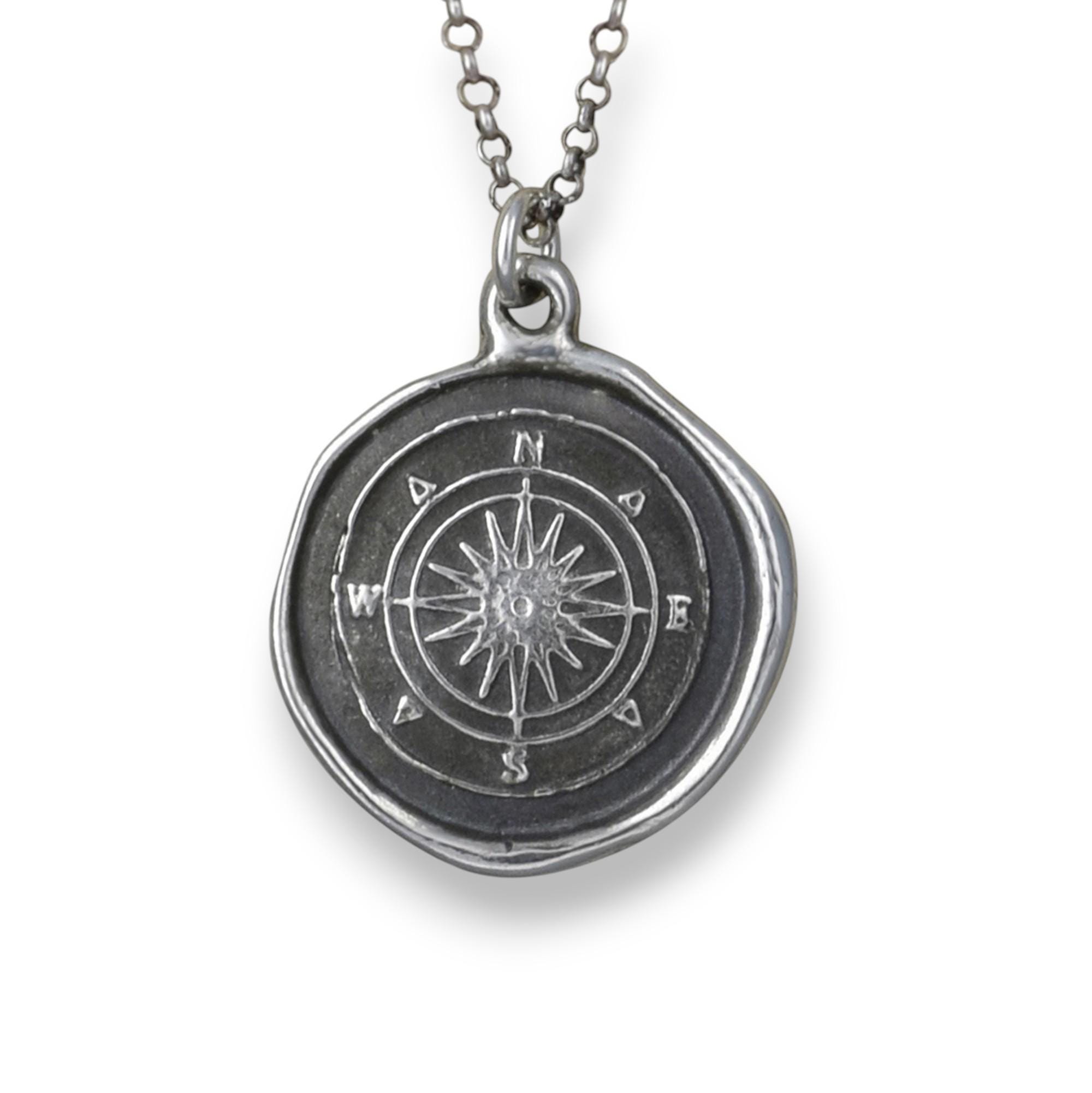 Compass Rose Wax Seal Necklace Antiqued - Compass Jewelry - 332 - Etsy