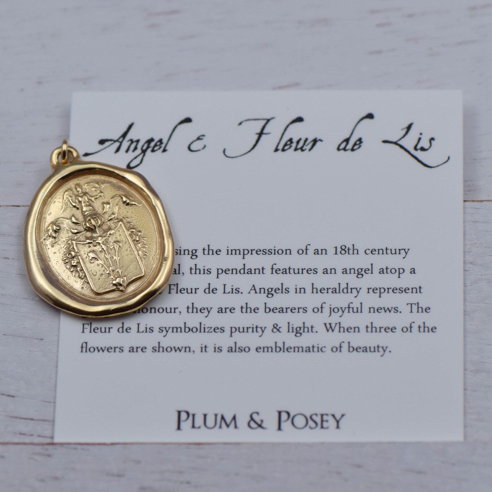 Angel and Fleur De Lis Wax Seal Pendant in Gold Vermeil - 178G - Etsy