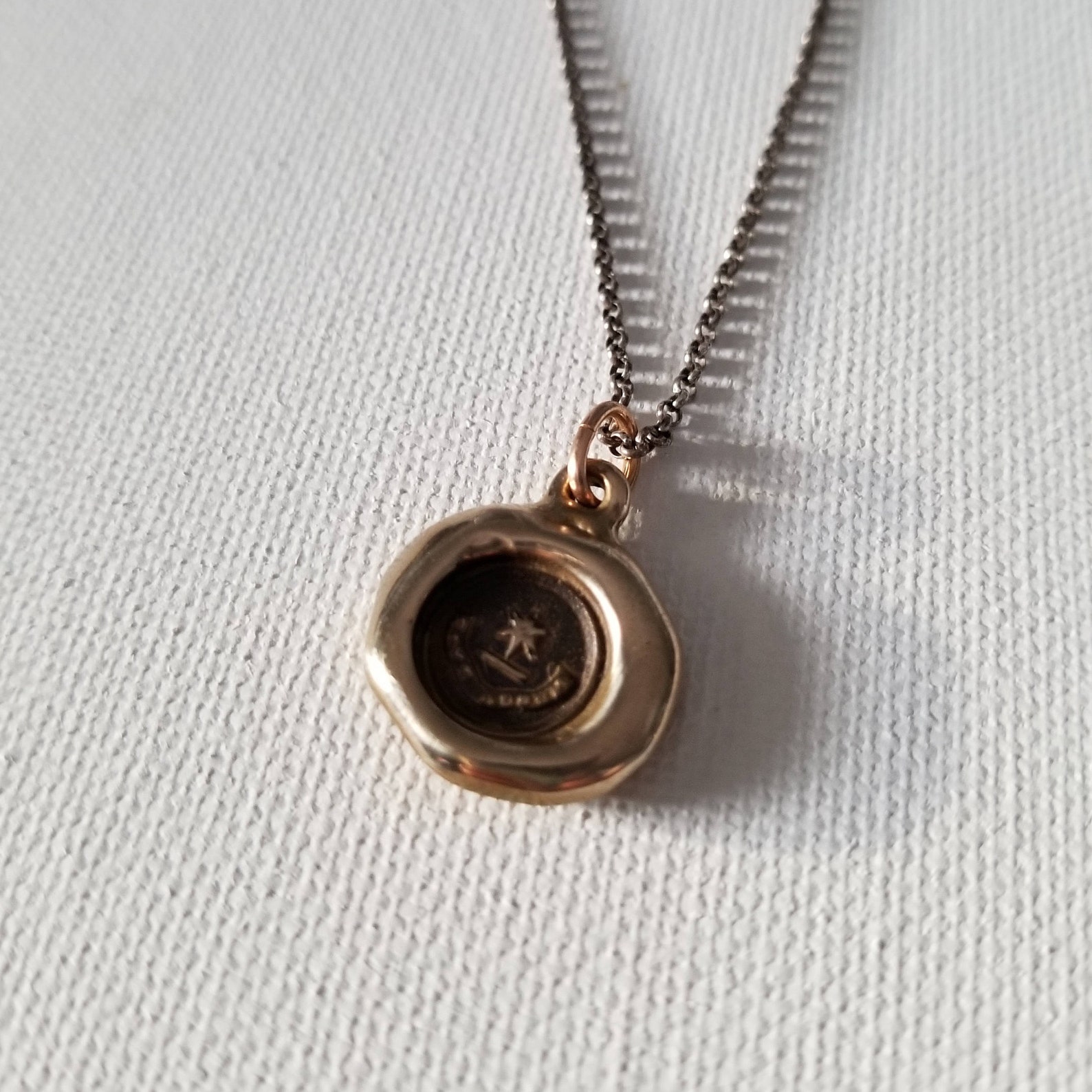Bronze Star Necklace - Beware I Am Here - Wax Seal Necklace in Latin ...